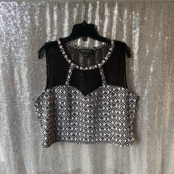Forever 21 | Tops | Printed Mesh Crop Top | Poshmark